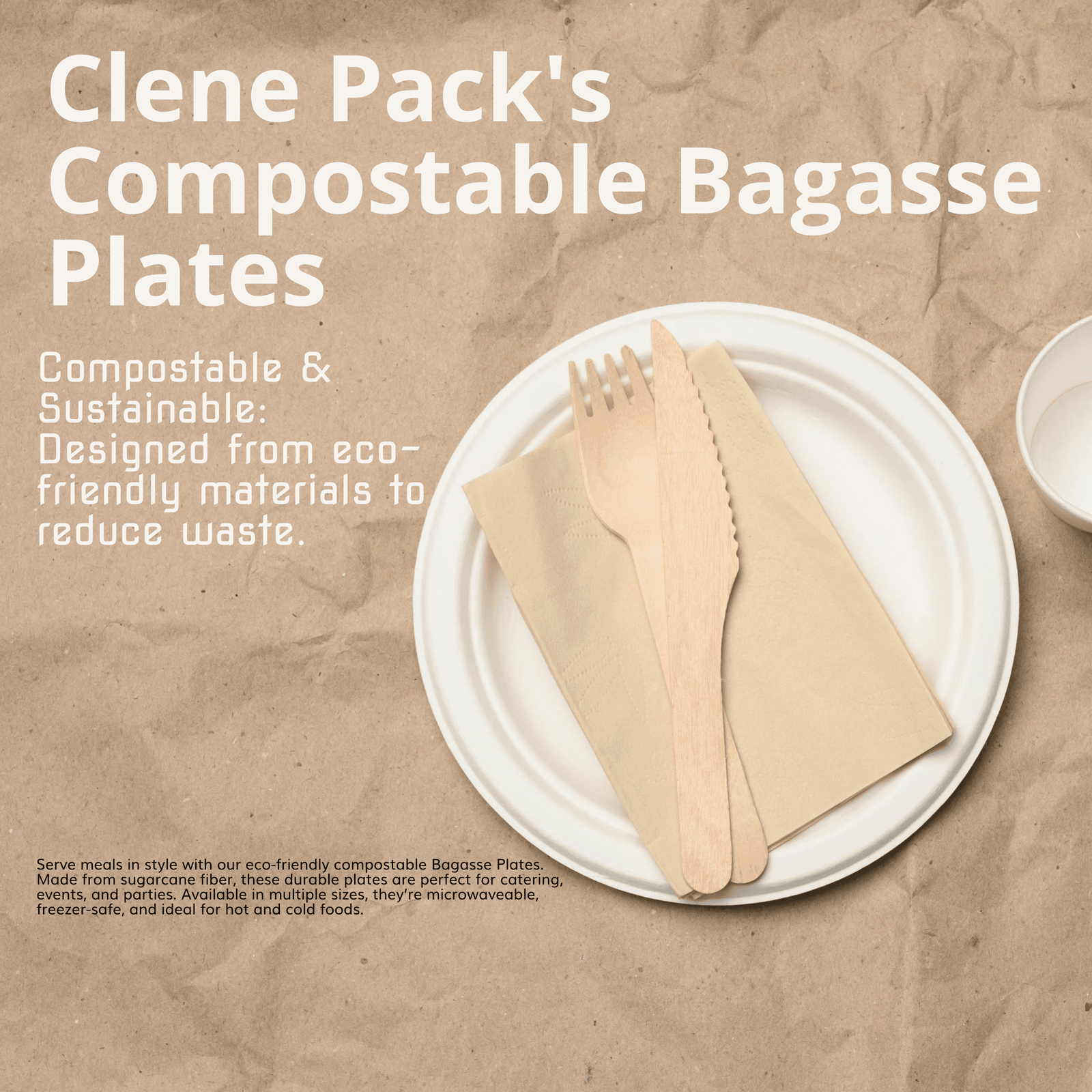 Heavy Duty Compostable Dinnerware – Multiple Sizes – Bulk - Clene Pack